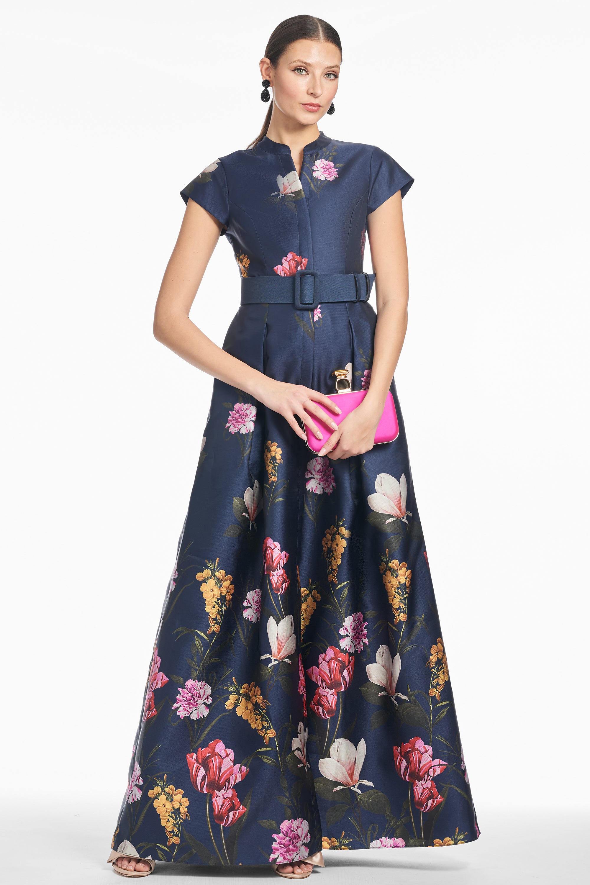 SACHIN & BABI Sachin & Babi Floral Printed Mikado Gown